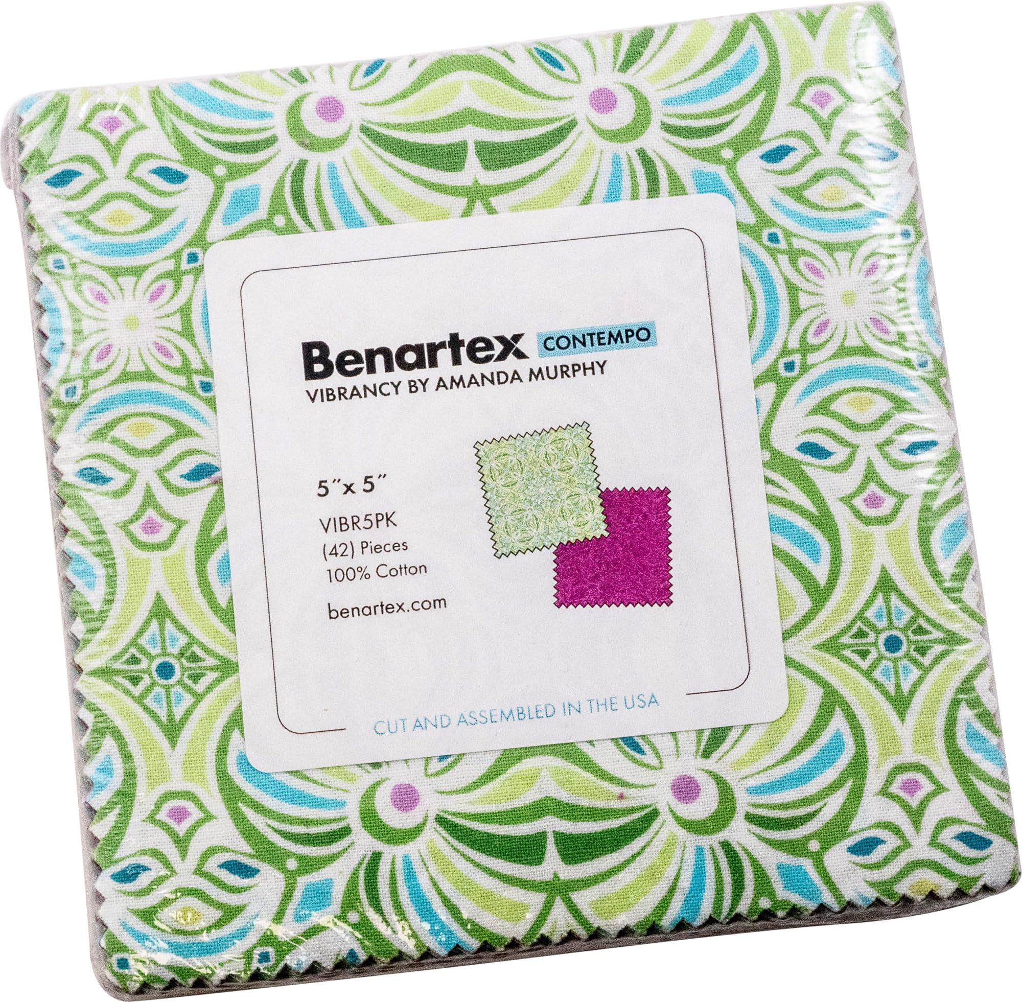 Amanda Murphy Vibrancy 5X5 Pack 42 5-inch Squares Charm Pack Benartex, Assorted, VIBR5PK