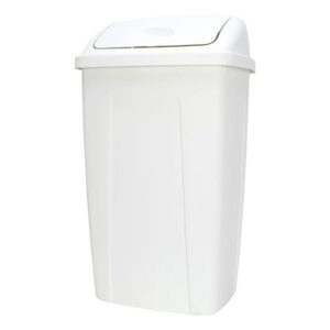 knorrs 13 gallons plastic kitchen swing top trash can for kitchen, home, bedroom, bathroom,office, white