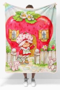 strawberry shortcake berry playhouse plush travel throw blanket - measures 40 x 50 inches - kids super soft lightweight bedding