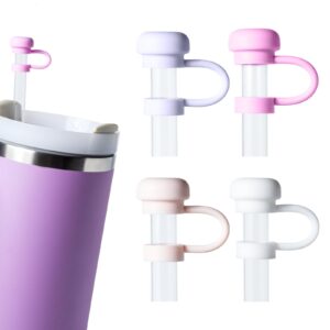 4pcs silicone straw tips cover for stanley cup with handle,10mm silicone straw covers for stanley 40oz & 30oz tumbler cup accessories, reusable drinking straw tips lids