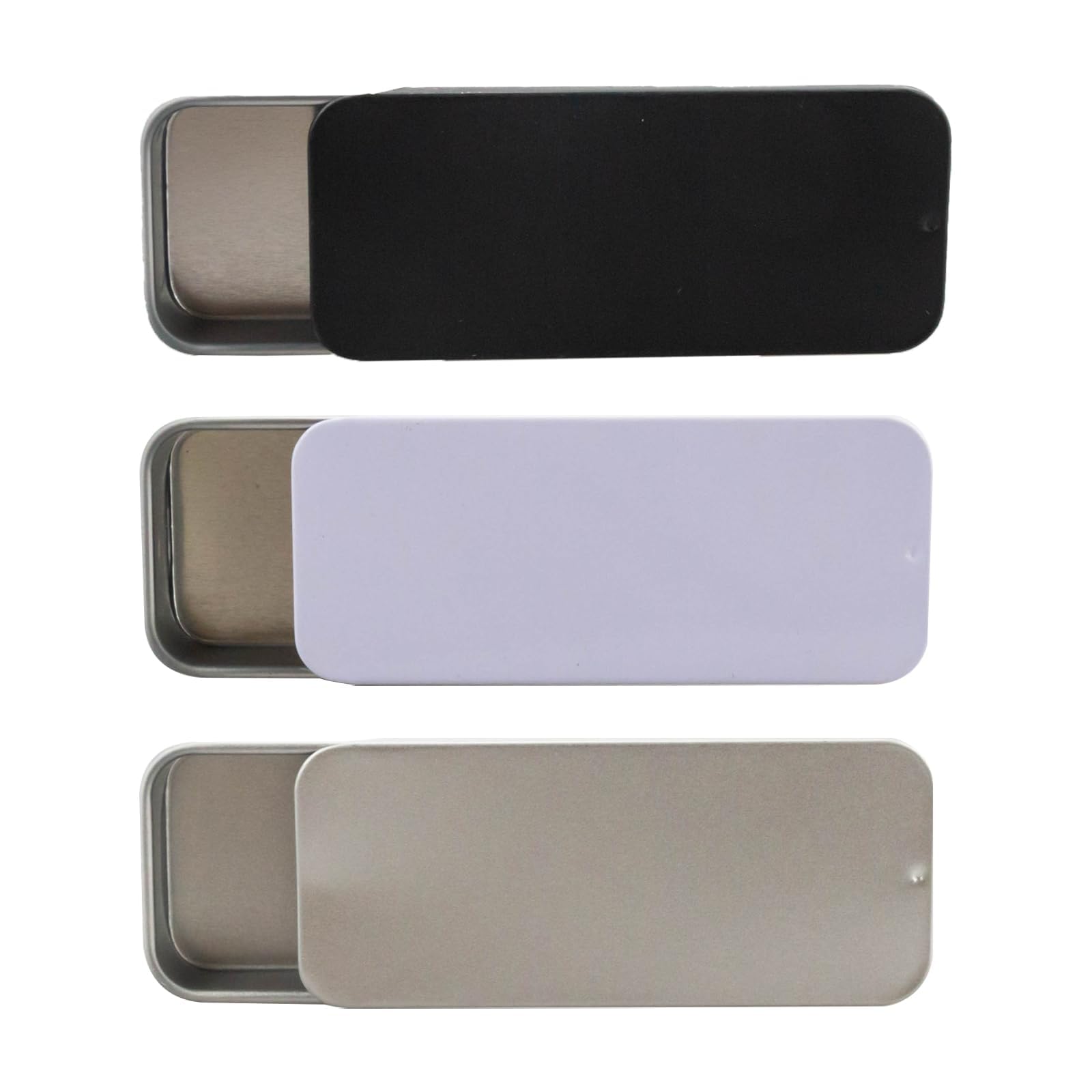 3 PCS Mini Metal Iron Box Container Rectangular Empty Hinged Iron Box Container with Three Colors Small Sliding Lid Metal Container for Earrings,Pearls,and Buttons