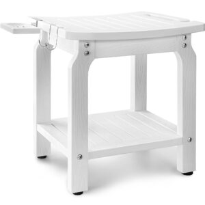 etechmart hips shower bench seat, shower stool for inside shower, bathroom bench with storage for shaving legs, waterproof bath chair（white）