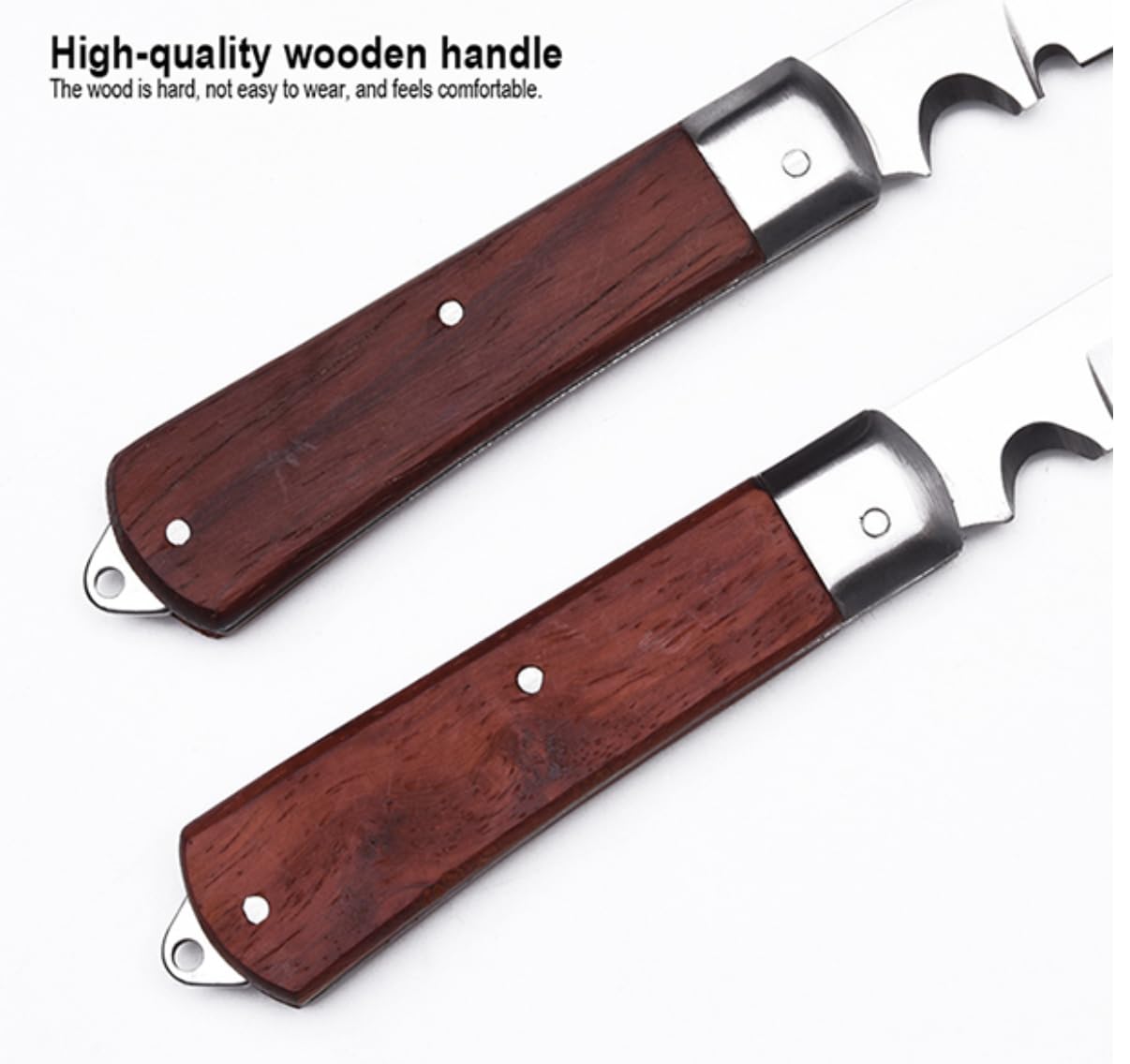 Edward Tools Electrician Straight Blade Knife with Wood Handle - Lockback Folding Pocket Knife - Stainless Steel - Cable Stripping, Cutting Insulation, Ties, Tape, Pulls Cuts, Splicing - Ergo Handle