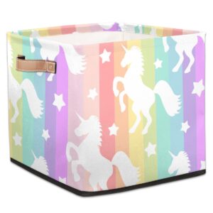 adtasu unicorn storage basket girls, unicorn storage box, 13 x 13 x 13 inch waterproof unicorn toys storage basket with handle for home closet shelf office bedroom decor