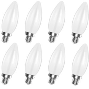 wuluretoos 8 pack 4w 120v led candelabra base b10 ctc clear decorative light bulbs,transparent candle light bulbs for chandeliers, ceiling fan lights, pendants, fireplace