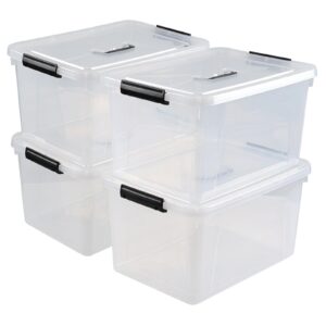 doryh pack of 4 latch storage box, 17.5 l clear container box with handle