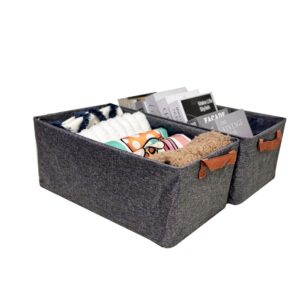 storage baskets for shelves closet fabric storage bins with metal frame, extra large storage bins with handles, storage containers for organizing, clothing bins for dorm closet room, 2-pack gray