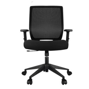 schwake ergonomic office chair home mesh desk chair with adjustable arms - mid back computer chairs for adults - swivel task chair comfortable for home office (black)