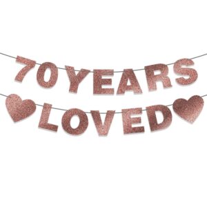 junyruny 70th birthday banner, rose gold 70th birthday glitter banner, 70th birthday decorations for her, 70th birthday decorations for women, happy 70th birthday sign, gift, party decor