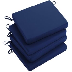 qirroboni outdoor chair cushion set of 4, waterproof square corner seat cushions for patio furniture, color fastness garden couch pads, 18.5" x 16" x 3", indoor dining chair pad set, royal blue