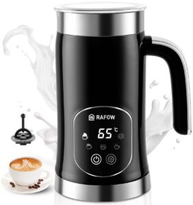 5-in-1 milk frother and steamer - upgraded automatic milk steamer 11.8oz hot & cold foam maker and milk warmer with led display touch screen & two whisks for latte,cappuccinos,silent working