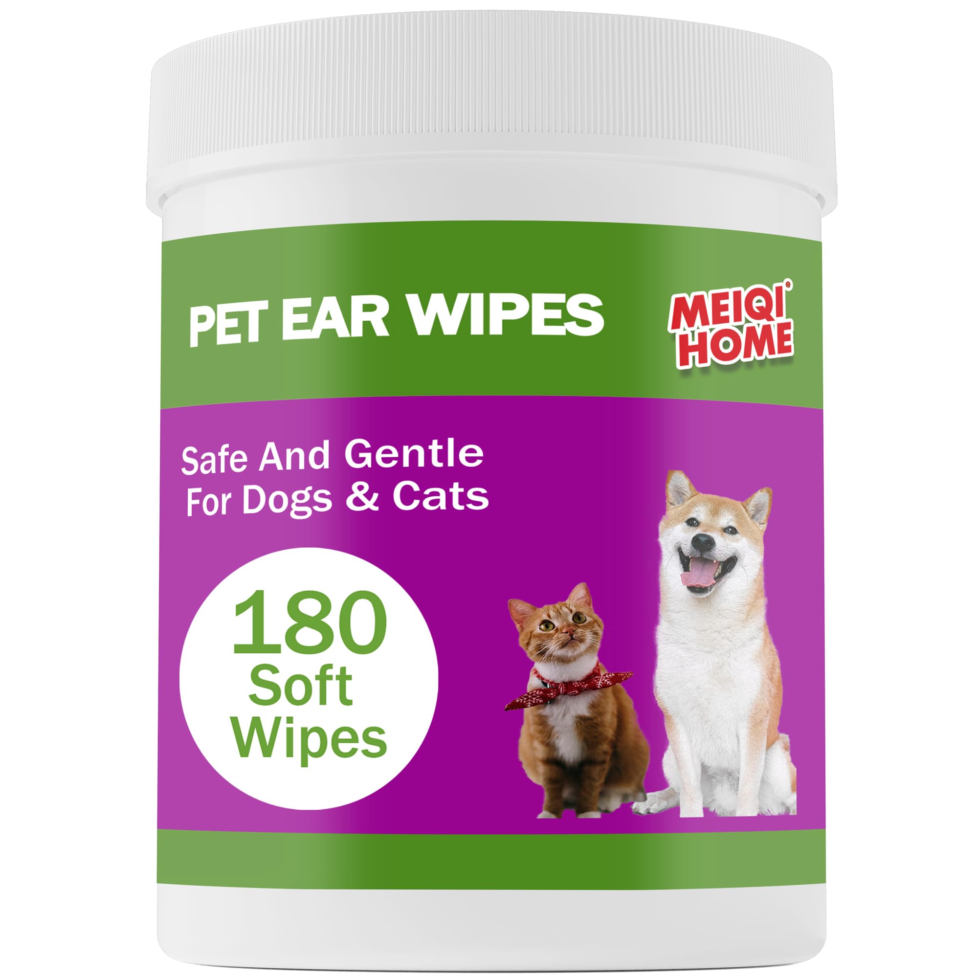 180 Count Dog Ear Cleaner Wipes ,Dog Ear Wipes ,Gently Remove Ear Wax, Debris ,Soothes & Relieves Ear Itching, Fresh Mugwort Scent, All Natural Ingredients,Safe & Gentle Ear Wipes for Dogs & Cats