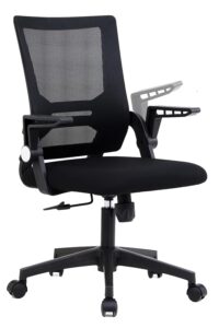 zanziodesk chair, office chair mesh lumbar support, ergonomic rolling computer chair with flip-up armrests, swivel adjustable mid back home office chair task chair, black