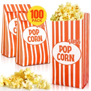 ebegee popcorn bags, greaseproof popcorn bags individual servings, 100 pcs convenient portions movie night supplies, versatile popcorn containers, ideal for parties and events