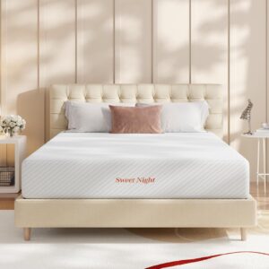 sweetnight king mattress, 8 inch king memory foam mattress, gel infused & perforated foam for staying cool & pressure relief, king size bed mattress in a box