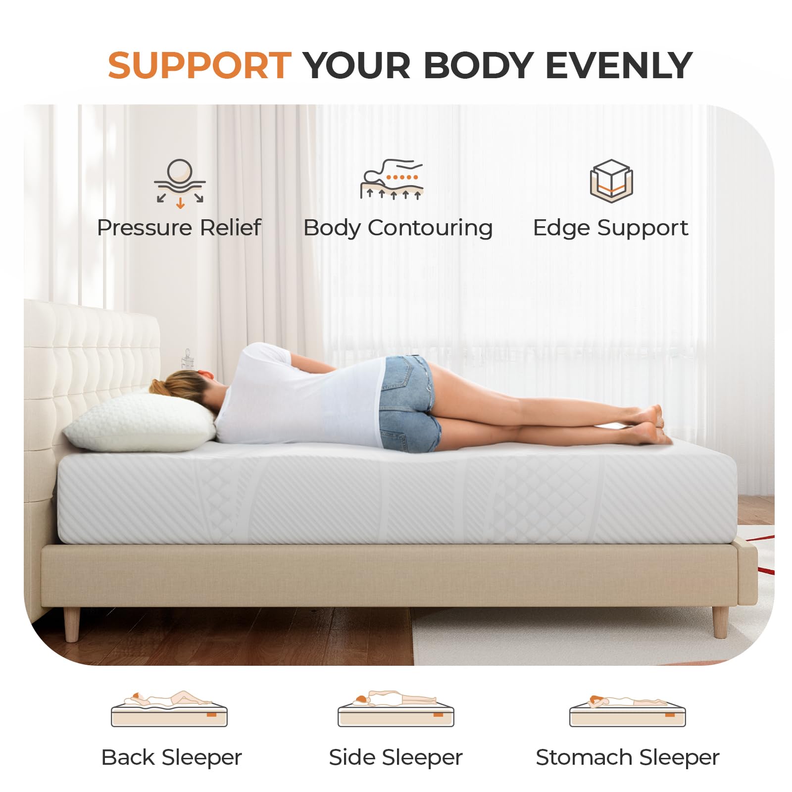 Sweetnight Full Mattress, 12 Inch Full Memory Foam Mattress, Gel Infused & Perforated Foam for Staying Cool & Pressure Relief, Full Size Bed Mattress in a Box