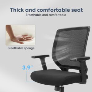 Schwake Ergonomic Office Chair Home Mesh Desk Chair with Adjustable Arms - Mid Back Computer Chairs for Adults - Swivel Task Chair Comfortable for Home Office (Black)