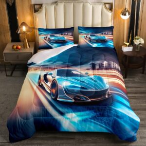 erosebridal sports car comforter racing speed car bedding comforter sets race car twin bedding sets 2 pieces for kids boys teens youth bedroom decor, 1 comforter with 1 pillowcase