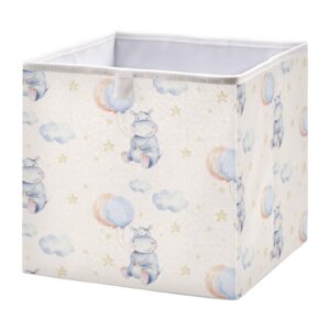 wellday storage basket hippo foldable 15.8 x 10.6 x 7 in cube storage bin home decor organizer storage baskets box for toys, books, shelves, closet, laundry, nursery