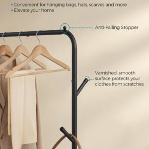 SONGMICS Clothes Rack, Clothing Rack for Hanging Clothes with Wheels, Heavy Duty Garment Rack, Metal Frame, 110 lb Max. Total Load, 40.7 Inches Wide, Clothes Storage and Display, Black UHSR131B01