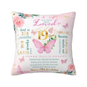 birthday gifts for 19 year old female pillowcase 18" x 18", best 19th birthday gifts for girls, gifts ideas for 19 year old girls, happy 19th birthday gifts for her, 19th birthday decorations for girl