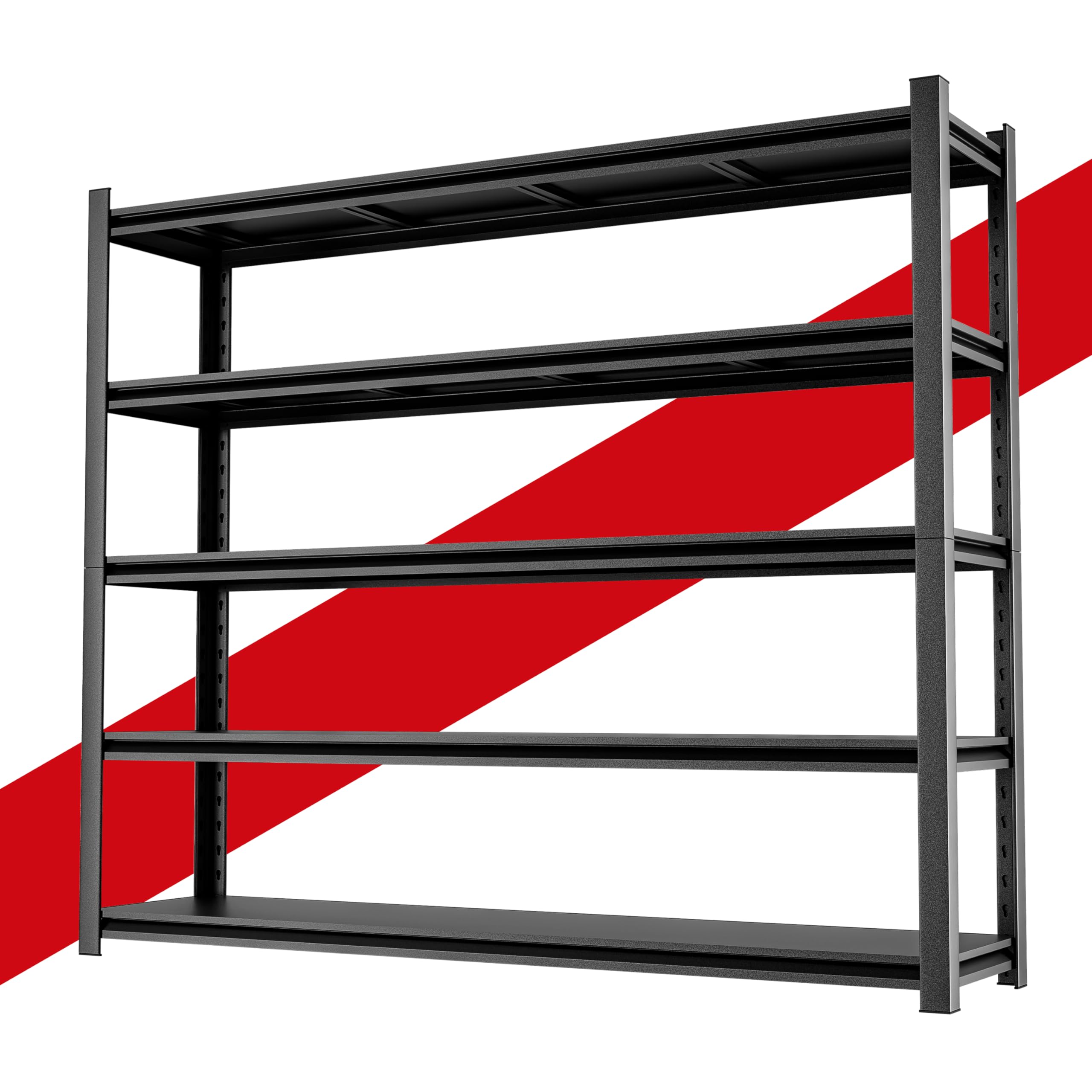 OLLRRACT Garage Shelving, 72 "H Storage Shelves,Heavy Duty Shelving Units and Storage Loads 2500LBS, Adjustable 5 Tier Metal Shelving for Garage Warehouse 15.7" D x 35.3" W x 72" H