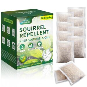 carmelie squirrel repellent, squirrel repellent outdoor, chipmunk repellent for attic with peppermint oil to repel squirrel, rodent, mouse, all natural repellent pouches for indoor outdoor, 10 pouches