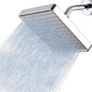 voolan high pressure rain shower head - luxury modern look - the adjustable replacement for your bathroom showerhead - 6" square high flow pressure boosting showers (chrome)