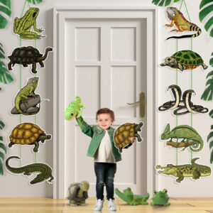 reptile birthday party decorations 10 pcs reptile swamp door banner jungle animals lizard snake turtle alligator door sign camping wilderness reptile theme birthday baby shower party supplies