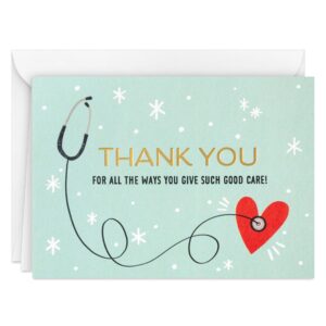 hallmark healthcare thank you card pack (20 blank cards with envelopes) for nurses day, doctors, physician assistants, medical professionals