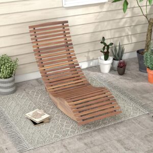 Tangkula Outdoor Acacia Wood Rocking Chair, Porch Rocker with Widened Slatted Seat and High Back, Wooden Rocking Patio Chair, Outdoor Rocking Sun Lounger for Backyard, Garden