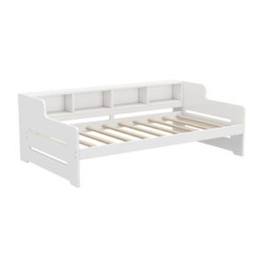 Twin Size Wooden Day Bed Frame for Boys Girls Kids Adults Toddler with 3 Trawers for Guest Room, Small Bedroom, Study Room, White