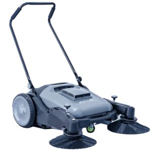 industrial floor sweeper with 3 brooms, 39 inch cleaning width, 39,000 sq.ft per hour, 14.5 gal big trash bin, less trips and effort