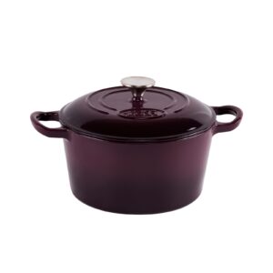 ailiboo 4 quart enameled cast iron dutch oven with lid – dual handles –oven safe up to 500° f – sturdy dutch oven cookware – dark purple