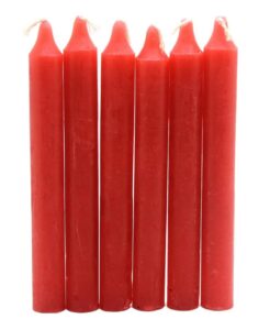 36 candles/box 3/4" x 6" long- burning household candles / (red)