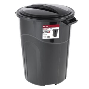 ItgRL 32 Gallon Heavy Duty Plastic Garbage Can, Included Lid, Indoor/Outdoor, Black