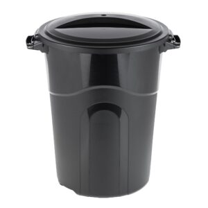 itgrl 32 gallon heavy duty plastic garbage can, included lid, indoor/outdoor, black