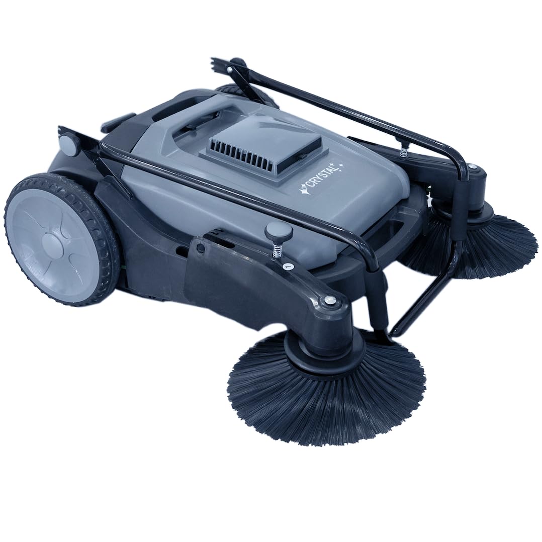 Industrial Floor Sweeper with 3 Brooms, 39 inch Cleaning Width, 39,000 Sq.ft per Hour, 14.5 gal Big Trash bin, Less Trips and Effort