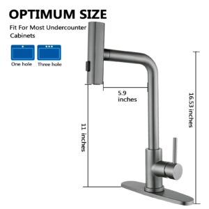 TRIPHIL Waterfall Kitchen Faucet with Pull Down Sprayer,Kitchen Faucets with Sprayer 3-Mode,360° Swivel Single Handle Kitchen Sink Faucet,grifos para fregaderos de cocina for RV,Outdoor,Gun Grey