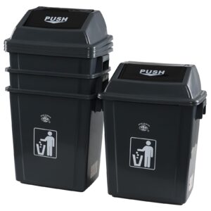 wekioger 4 packs plastic trash can with swing lid, 20 l kitchen swing top garbage bin, grey