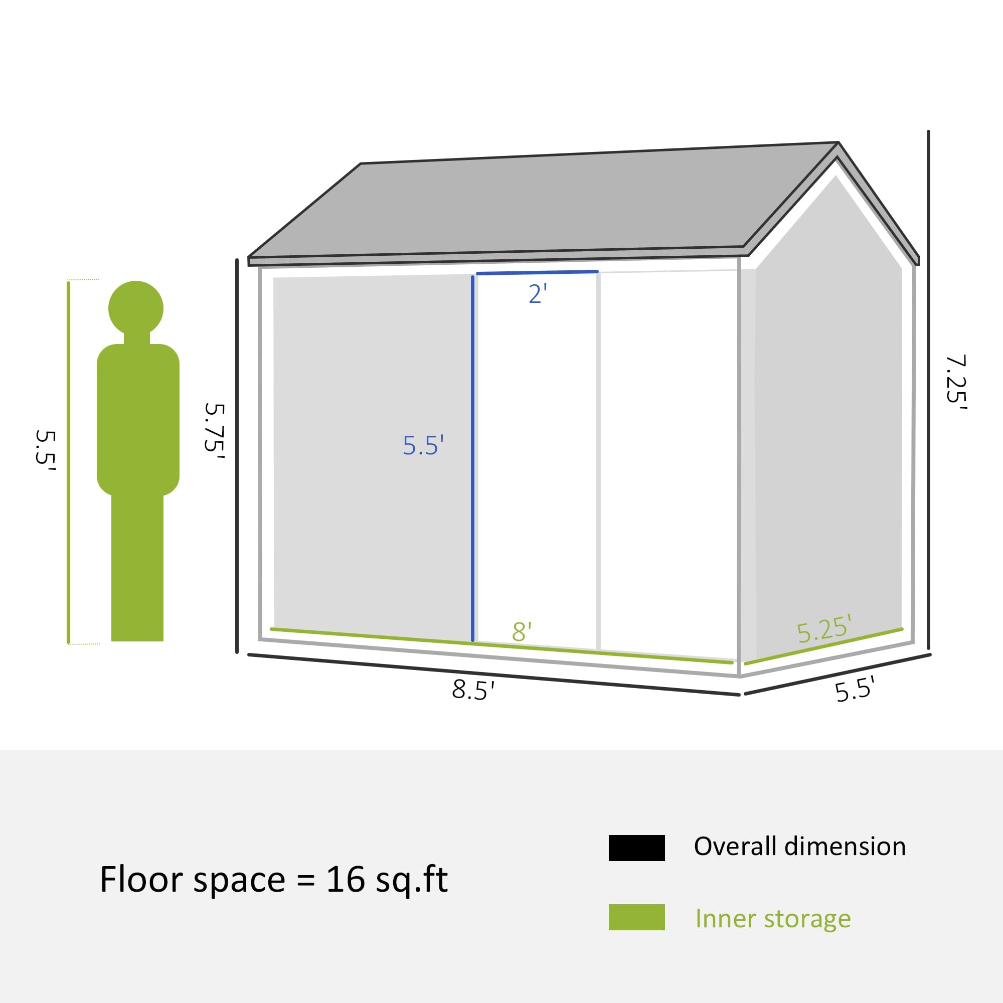 Outsunny 8' x 6' Outdoor Storage Shed, Metal Garden Shed with Window & Double Lockable Door, Outdoor Tool Shed Storage with Sloped Roof for Backyard, Patio, Garage, Lawn, Gray