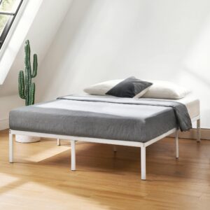 best price mattress 14 inch simply sturdy metal platform bed, white-queen