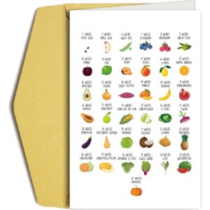 oamiolek funny fruit and vegetable baby shower card, pregnancy congratulations card for couple, new baby card for new mom dad parents, pregnancy announcement gift for family friends