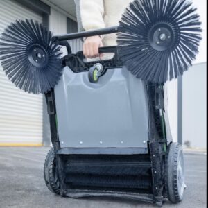 Industrial Floor Sweeper with 3 Brooms, 39 inch Cleaning Width, 39,000 Sq.ft per Hour, 14.5 gal Big Trash bin, Less Trips and Effort