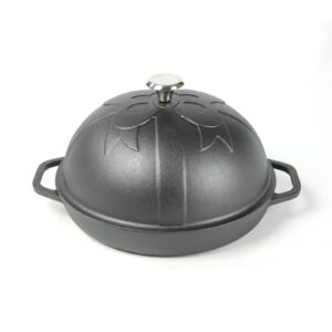 hawok cast iron bread oven with cloche lid, dia.11.8inch/30cm, sourdough baking pan pre-seasoned black