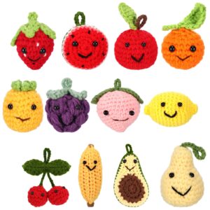 mindsoft 12 pcs inspirational team gift positive fruit gift crochet keychain charm cute knitted fruit smile face charm motivational appreciation gift for christmas employee team gifts