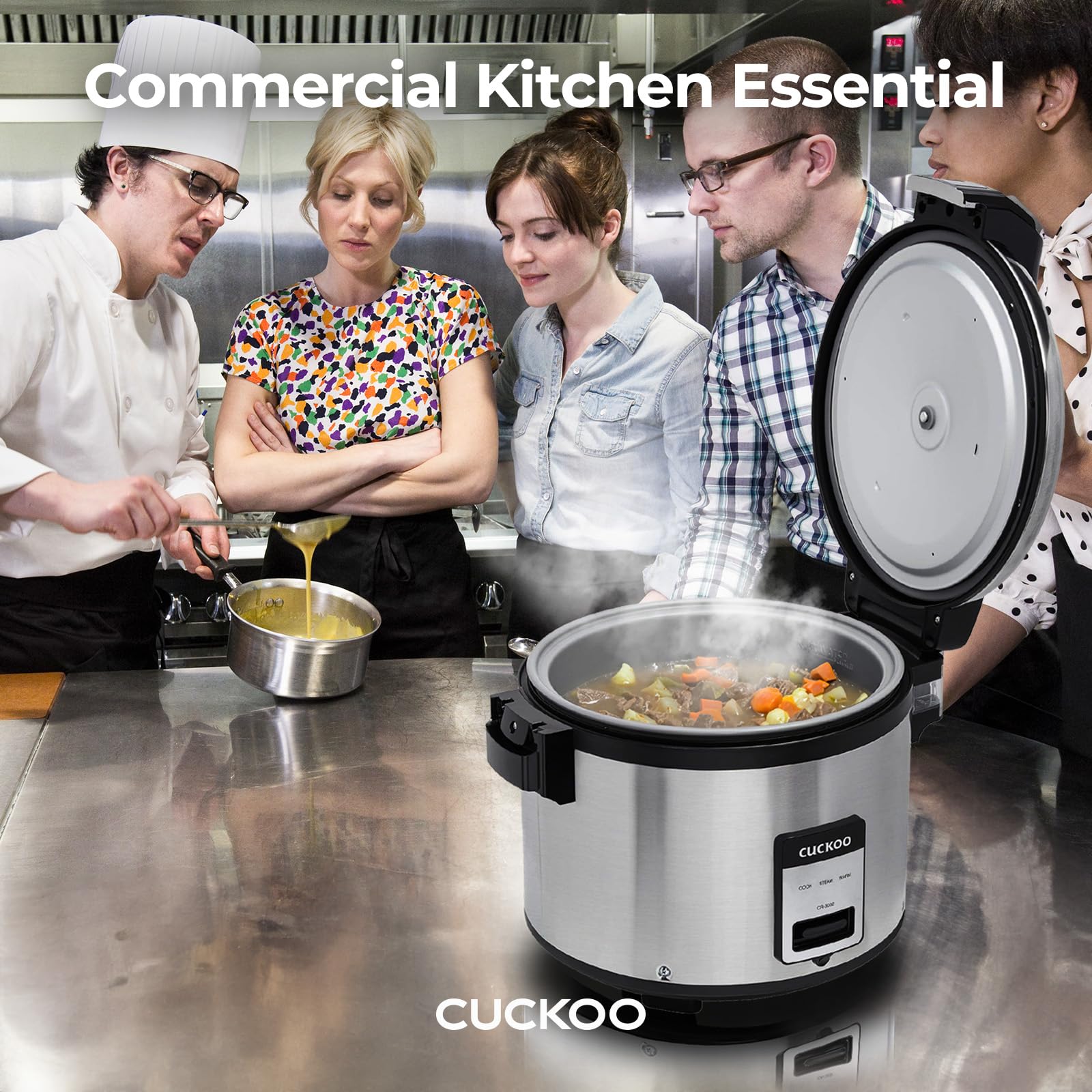 CUCKOO CR-3055 30-Cup (Uncooked) / 60-Cup (Cooked) Large Capacity Commercial Rice Cooker & Warmer with Nonstick Inner Pot, Switch Press (Silver/Black)