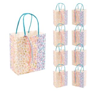 cheerland floral gift bags with ribbons colorful daisy paper goodie bag tea party pastel candy bags baby shower flower kids birthday girls fairy garden party supplies & favors - pack of 8