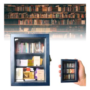 atlodas pocket anxiety bookshelf - shake it anywhere and anytime, stress-relieving small bookshelf display cabinet, blue mini bookshelf, gifts for book lovers (1 pcs)