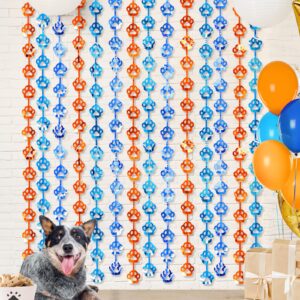 lolstar blue dog birthday party supplies, 2 packs of 3.3x6.6 ft orange blue and light blue dog paw foil fringe curtains,blue and orange backdrop,photo booth prop for blue dog themed party decorations